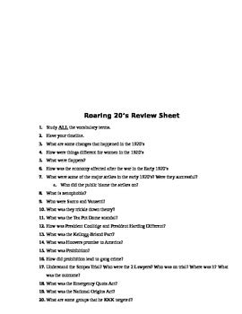 Roaring 20's Assessment (Test) – Engaging Einsteins