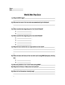World War 1 Quiz – Engaging Einsteins