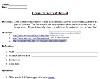 Ocean Current Webquest – Engaging Einsteins