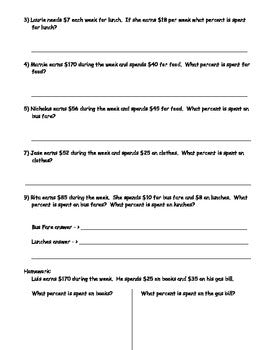 Using Percents - Finding Budgets Worksheet; Real World Math – Engaging ...