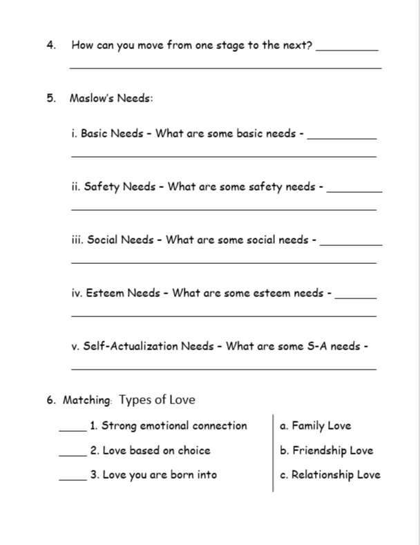FREE - Emotions: Maslow's Hierarchy of Needs Worksheet - FREE ...