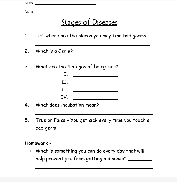 FREE - Stages of Infectious Diseases Worksheet - FREE – Engaging Einsteins